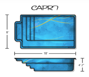 The Capri Fiberglass Pool 8' X 18' – iDesignPools.com